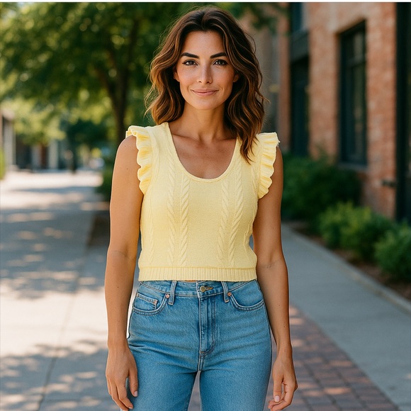 Zara | Tops | Zara Yellow Ruffled Knit Top | Poshmark